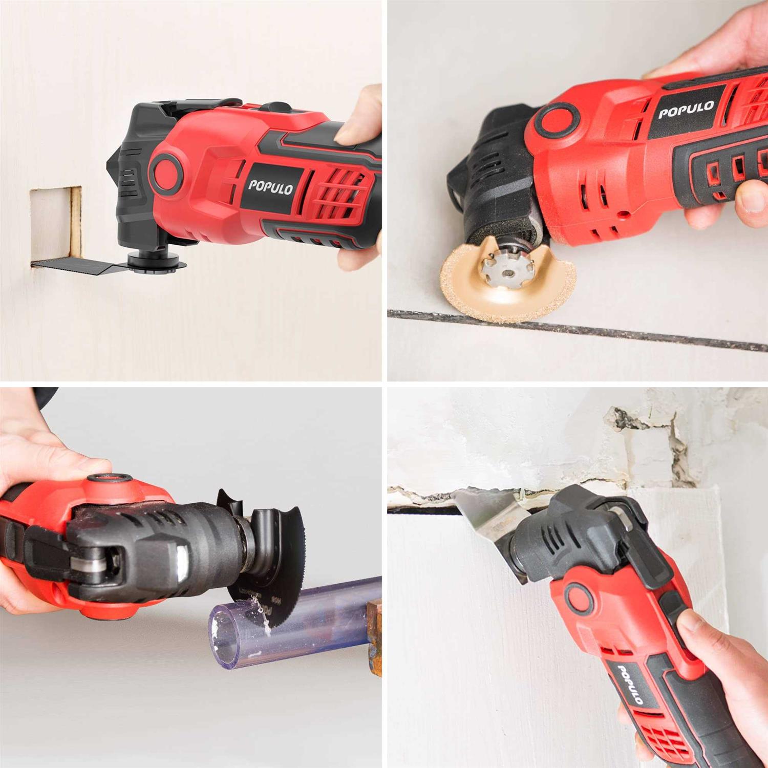 POPULO 20V Cordless Oscillating Tool Kits 22000 OPM Variable Speed 4.5 ...