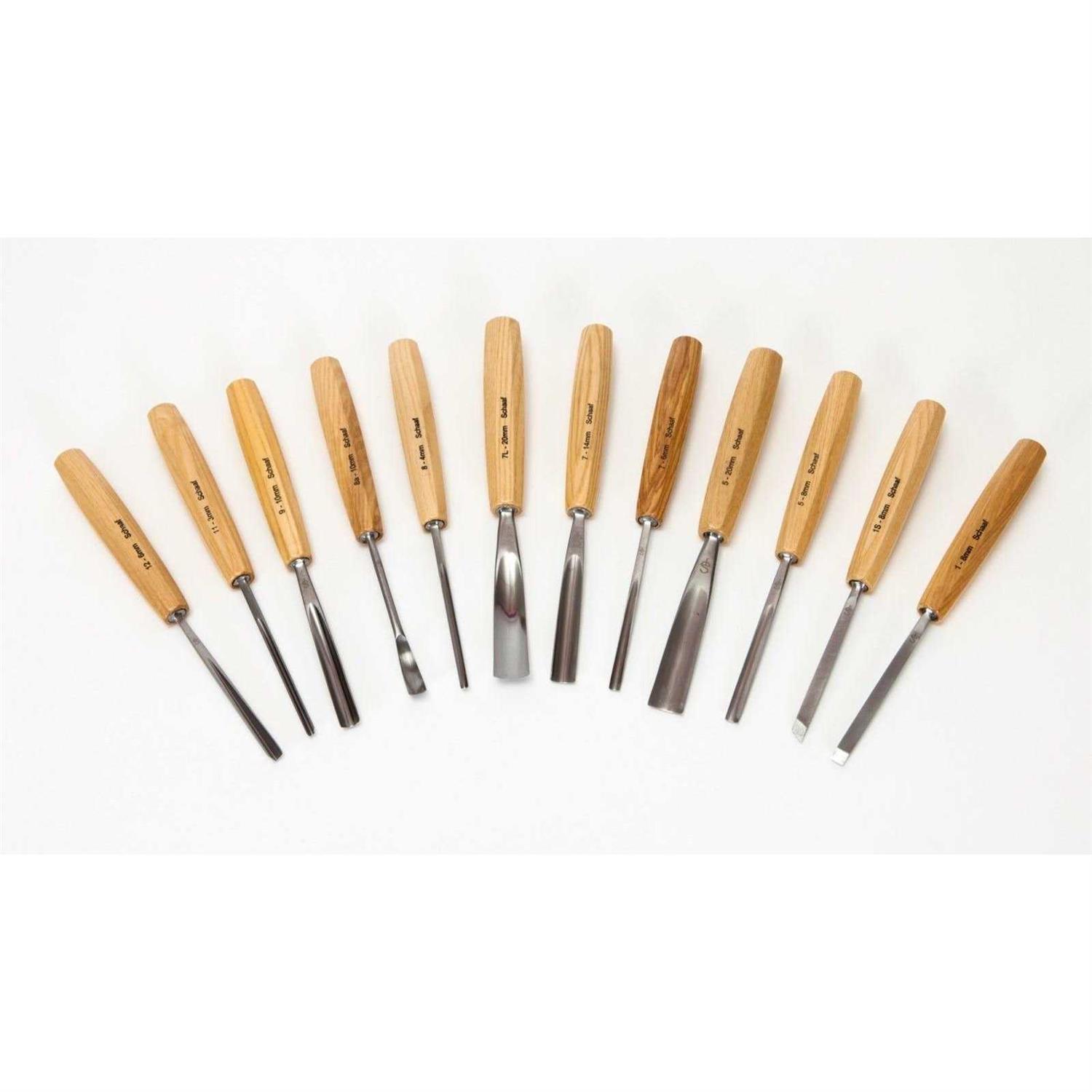 Schaaf Wood Carving Tools Set of 12 Chisels with Canvas Case - Hardware ...