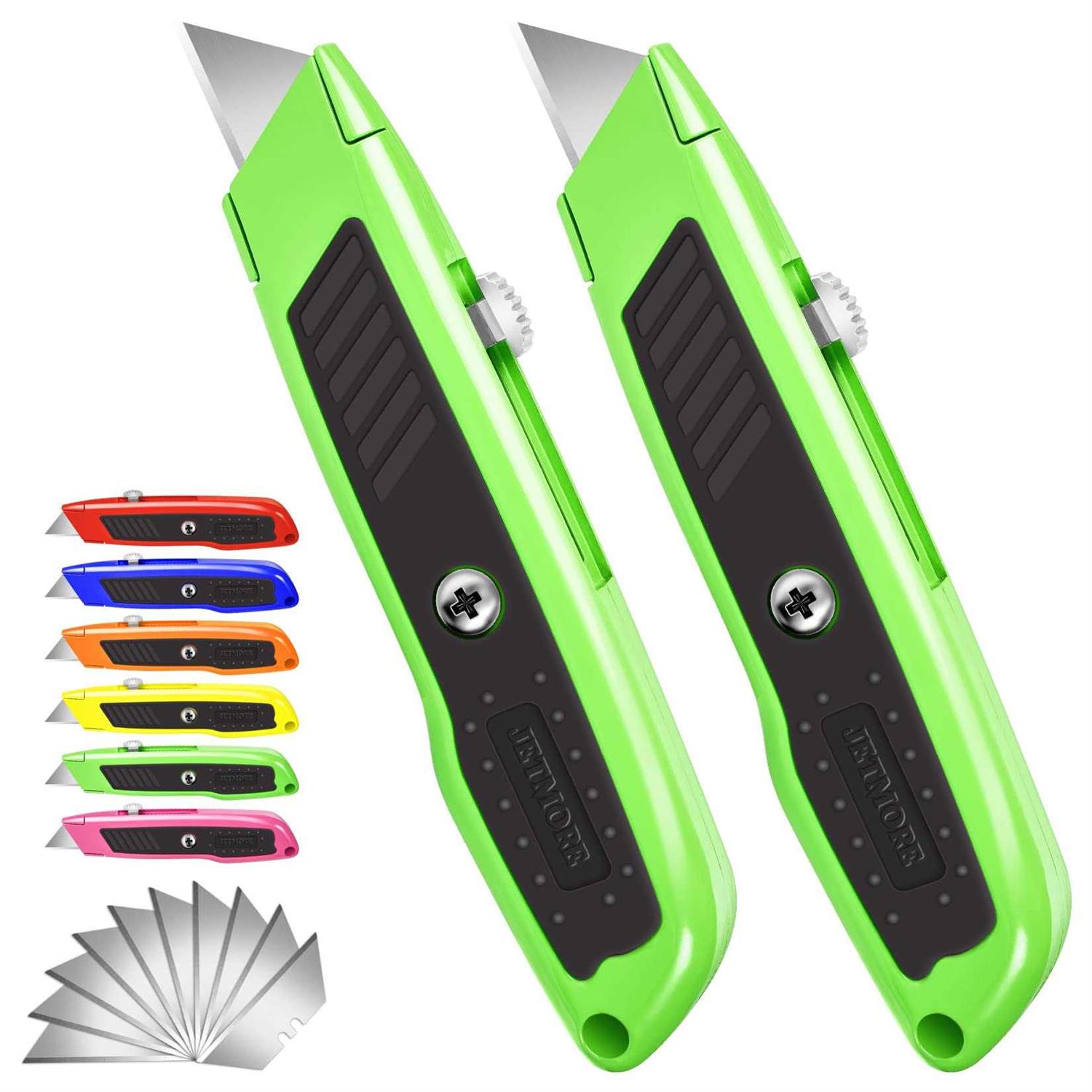 Jetmore 2 Pack Box Cutter Utility Knife Razor Knife Box Knife, Box Cutter 10 Sk5 Blades ...