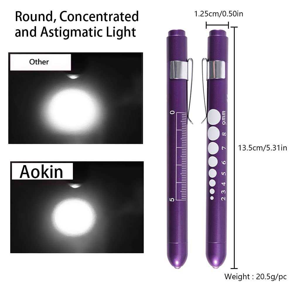 Aokin Medical Pen Light for Nurse Doctor, Reusable LED Medical Penlight ...