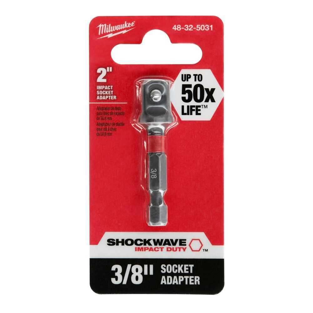Milwaukee Shockwave 1/4 Hex to 3/8 Square Socket Adapter 48-32-5031 ...