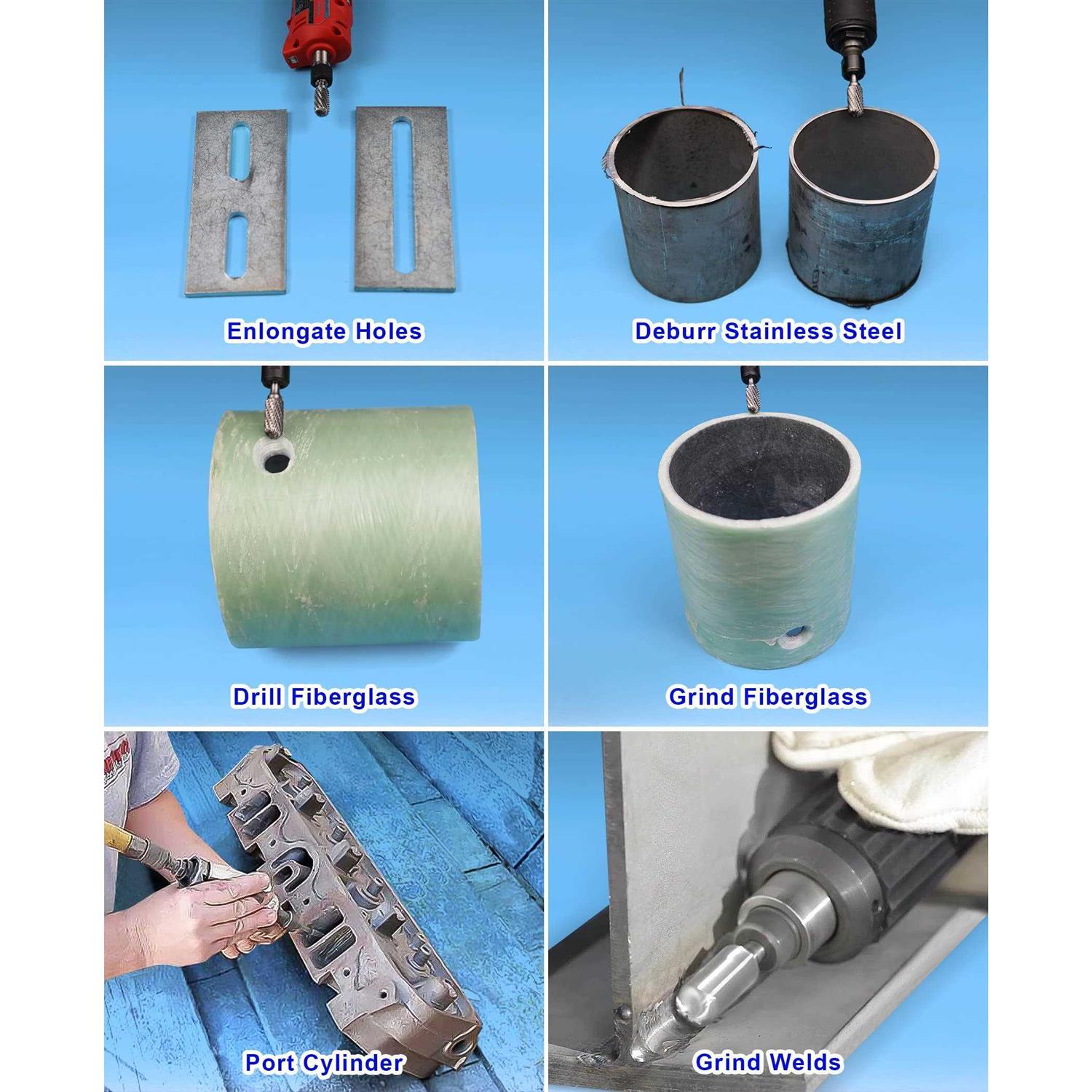 Sworker Carbide Burr Set 1/4 Shank 8PCS Die Grinder Bits Rotary Rasp ...