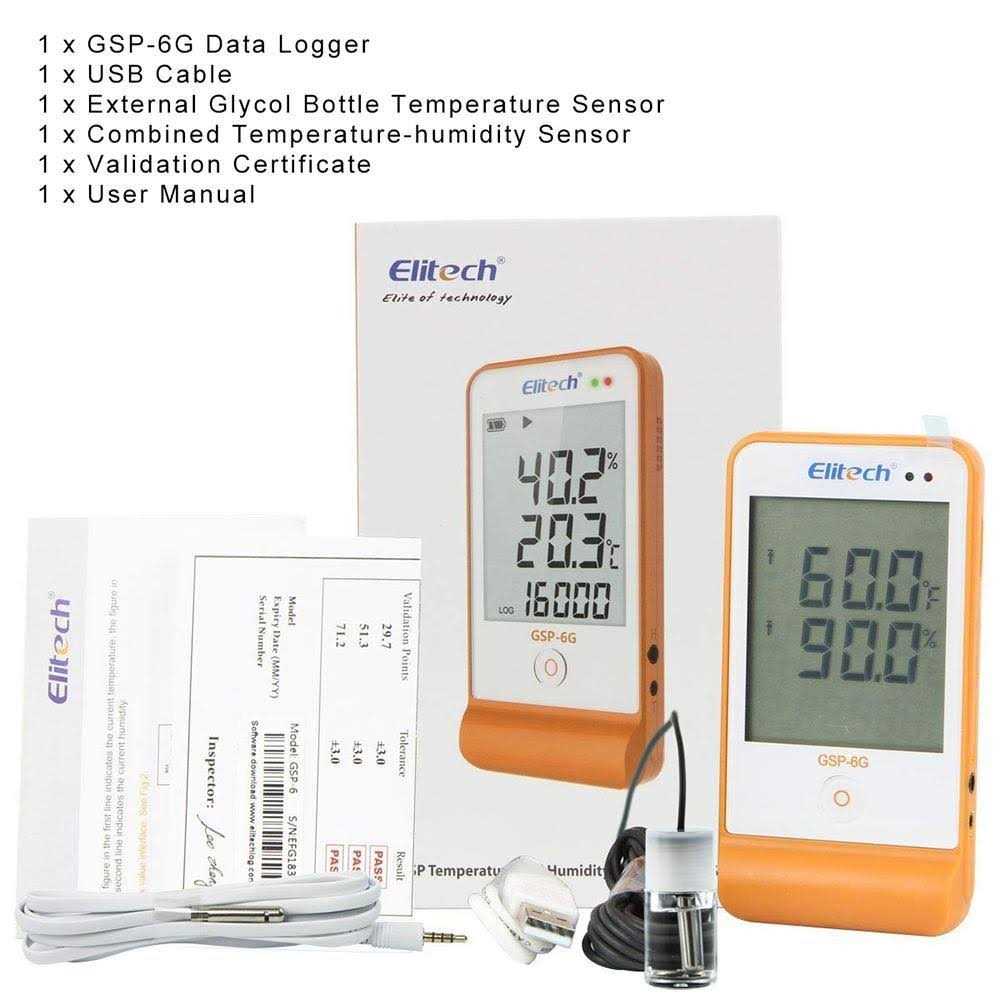 Elitech Gsp-6g Digital Temperature and Humidity Data Logger with Detachable Buffered Probe with ...