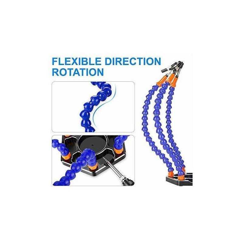 Helping Hand Soldering Third Hands Vise with 6 Flexible Arms Led Flash ...