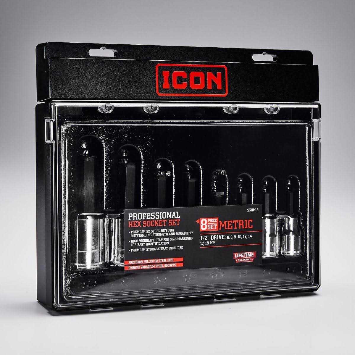 Icon 3/8 in. Drive Metric Professional Hex Bit Socket Set - Hardware ...