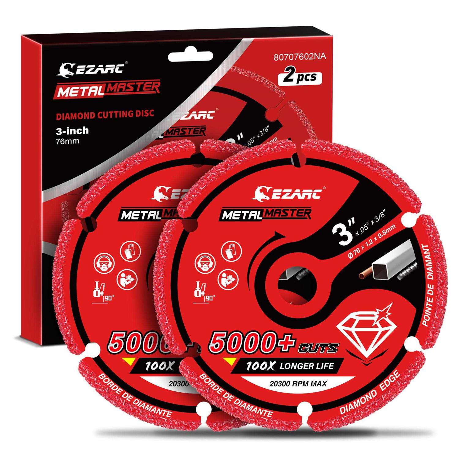 Ezarc Diamond Cutting Wheel 78 Inch for Metal, Cut Off Wheel with 5000+ Cuts on Rebar, Steel ...
