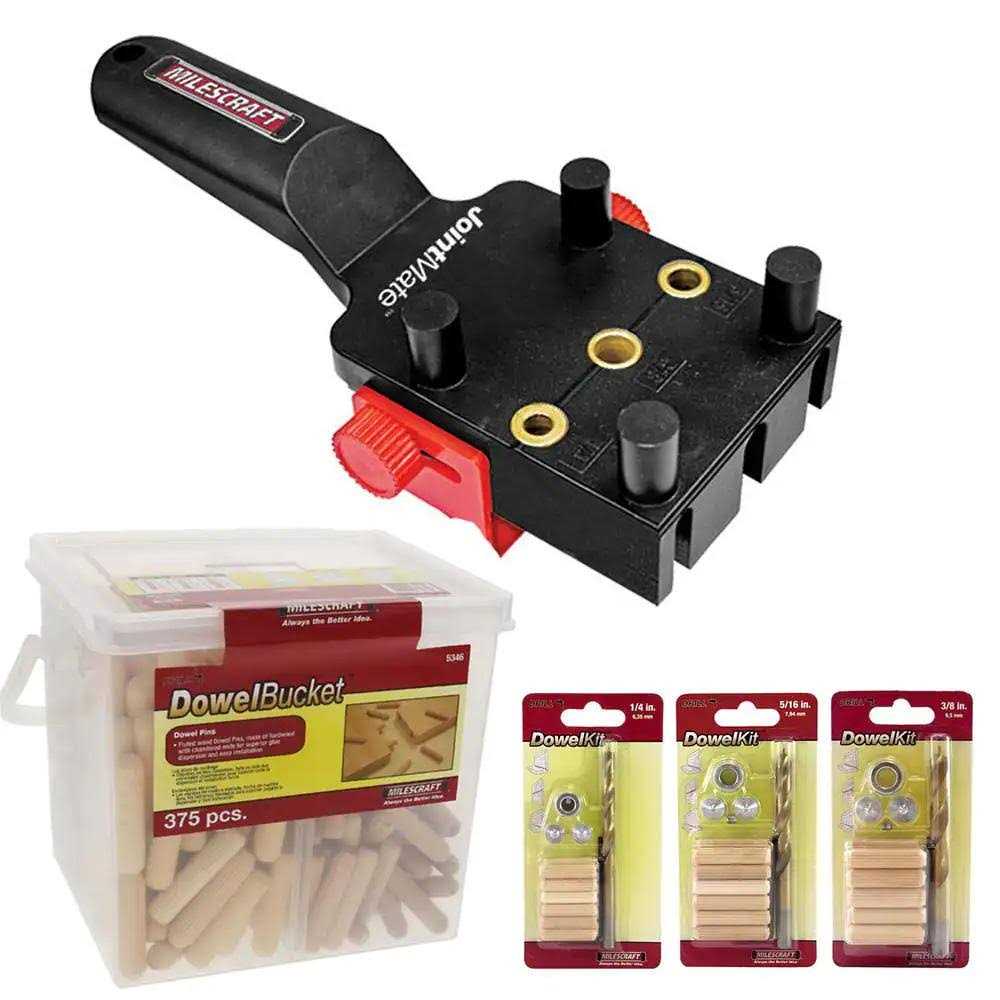 Milescraft Doweling Bundle with Handheld Dowel Jig, Dowel Pins and ...