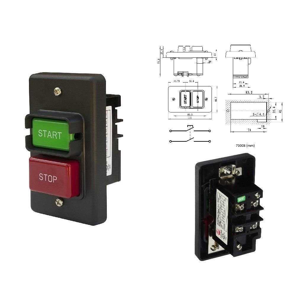 POWERTEC 71008 110/220V Single Phase On/Off Switch 3HP fits Table Saw ...