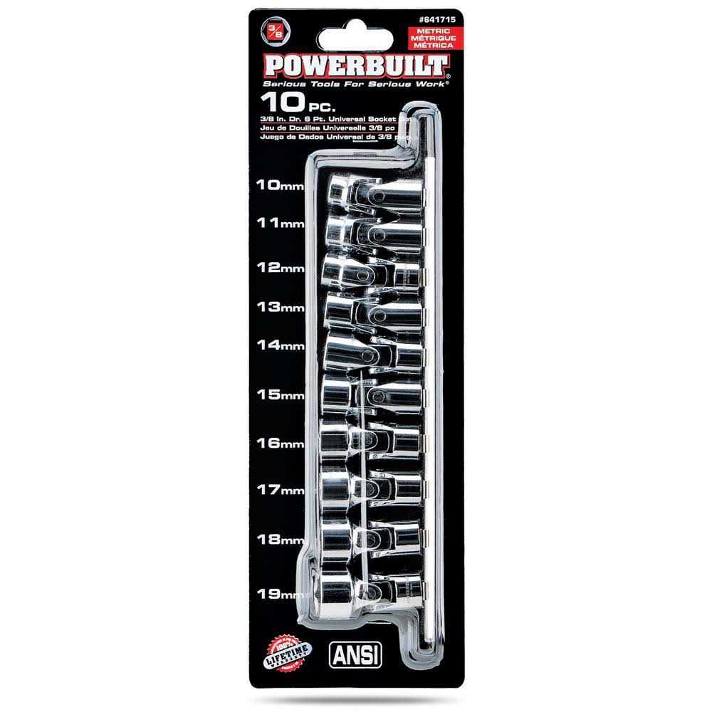 Powerbuilt 10 Piece 3/8 Inch Drive Metric Universal 6 Point Socket Set 641715 - Hardware&Tools ...