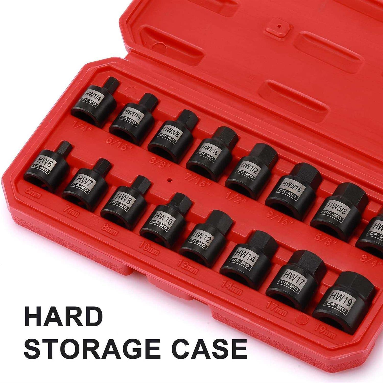 Mayouko 16 Pieces 3/8 Drive Low Profile Hex Socket Set Impact Allen Bit ...