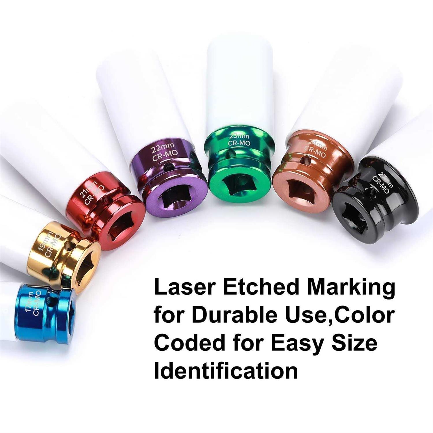 Mayouko 7PCS 1/2 Inch Drive Lug Nut Deep Impact Socket Set,Thin-Walled ...