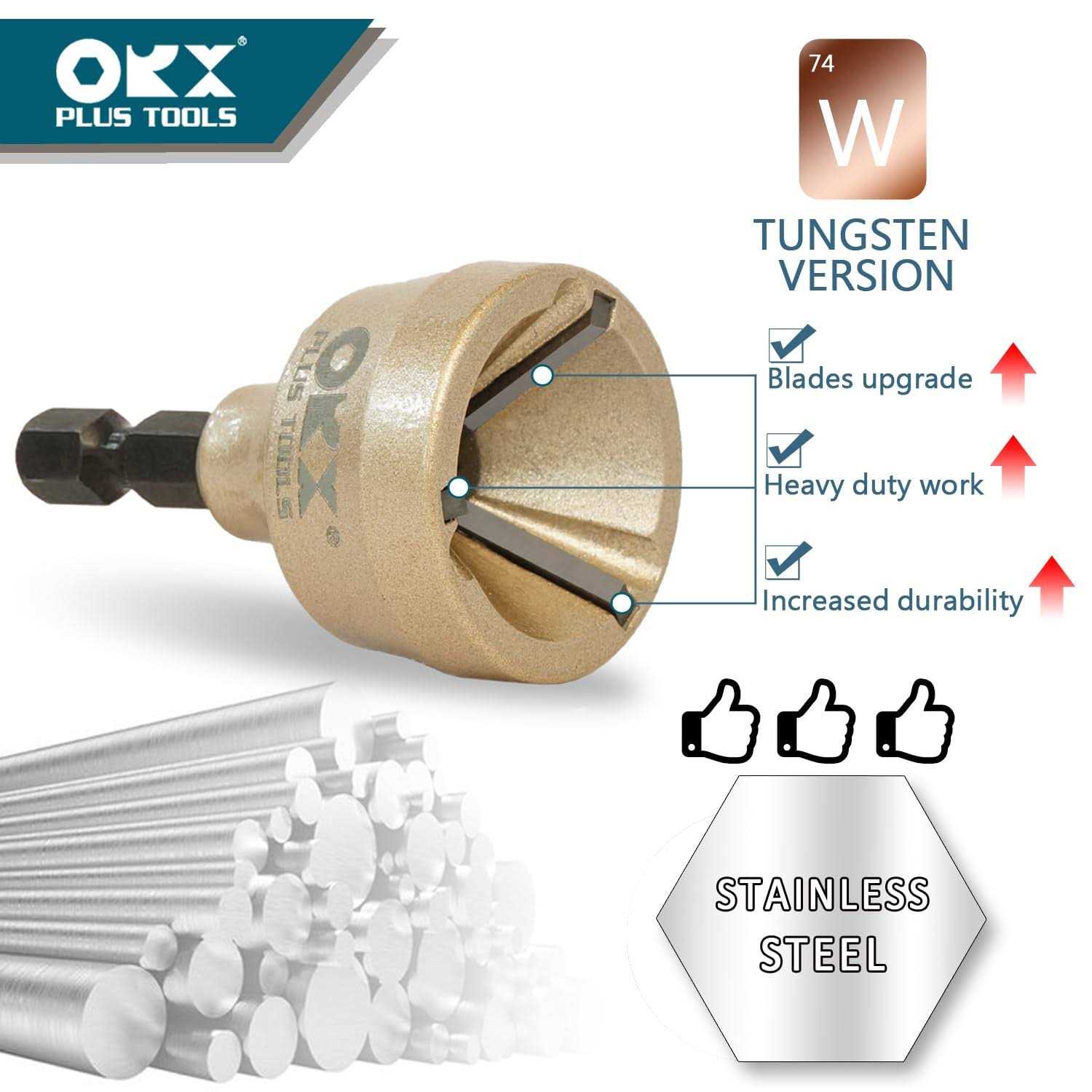 ORXPLUS Tools Deburring External Chamfer Tool, Tungsten Blade, Deburring Drill Bit, Remove Burr ...