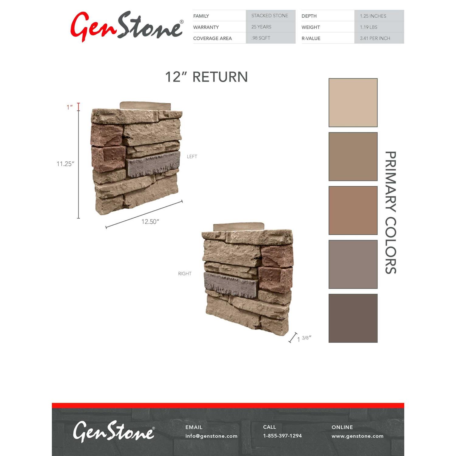 GenStone Stacked Stone Corner Panel 0.98-sq ft Desert Sunrise Faux ...