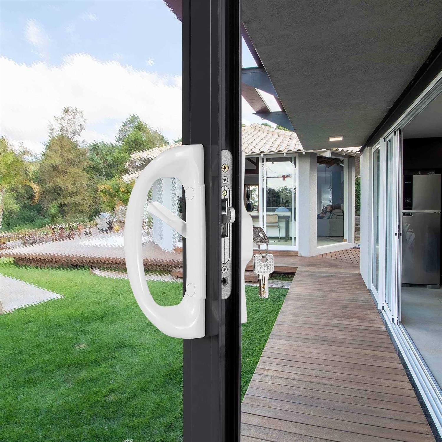 naubea Sliding Glass Door Lock Sliding Patio Door Handle Set with ...