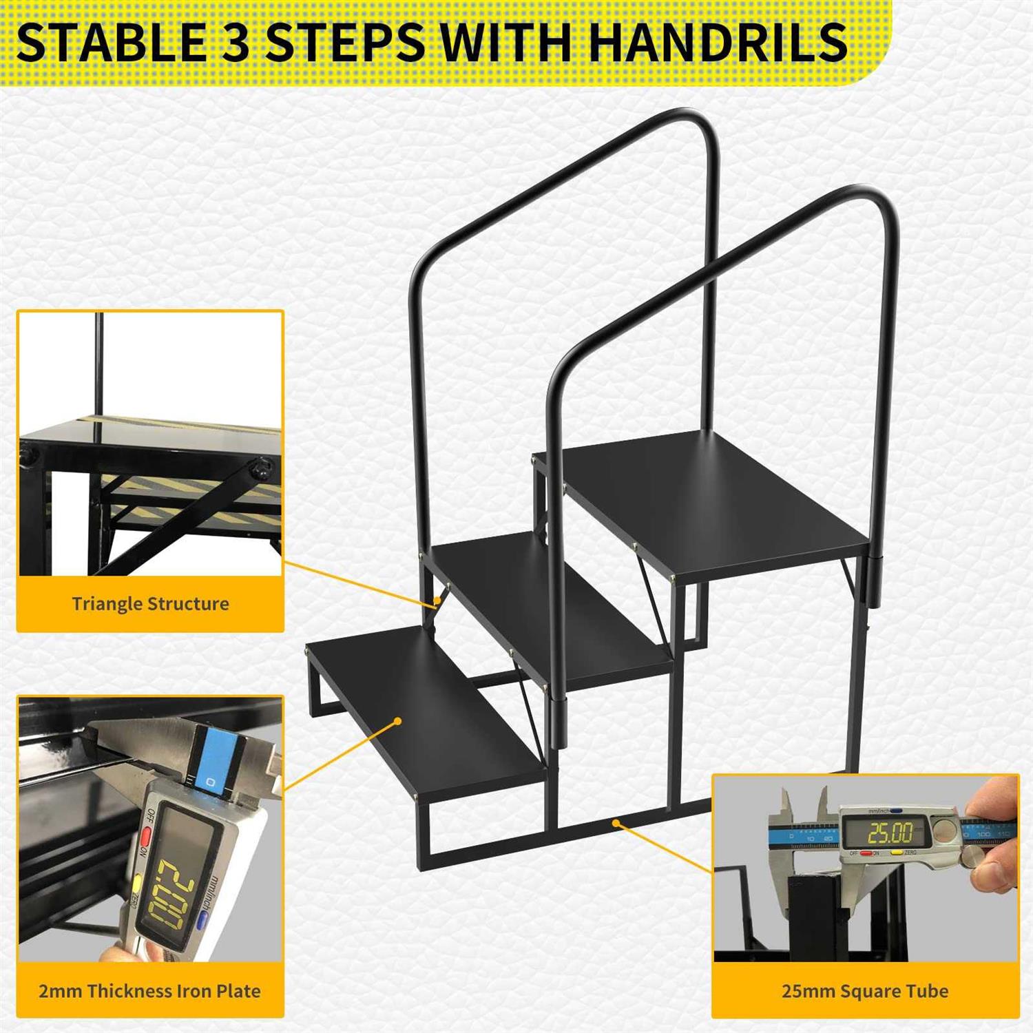 Coocure Updated Rv Steps with handrail Mobile Home Stairs Steps Outdoor ...