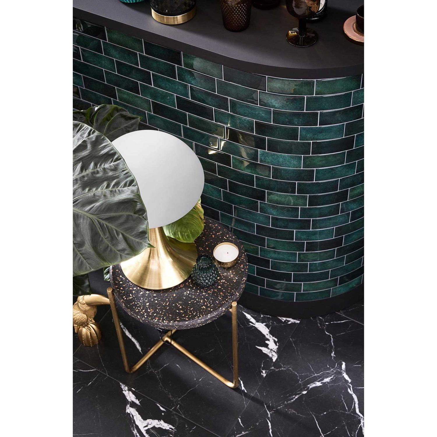 Smart Tiles Metro Fiona Green 8-in x 12-in Glossy Resin Brick Subway ...