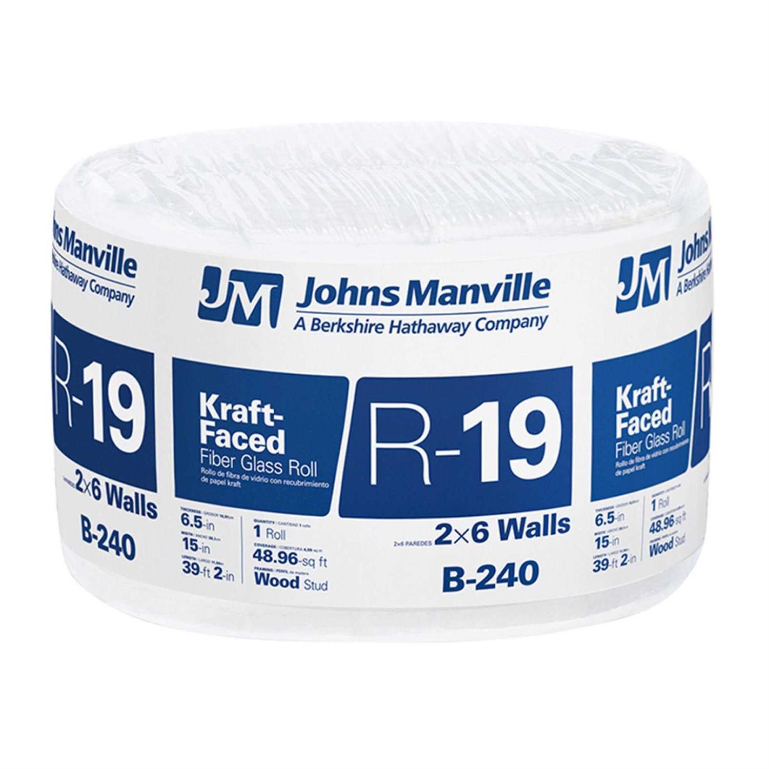 Johns Manville R19 Kraft-Faced Fiberglass Insulation - Hardware&Tools ...