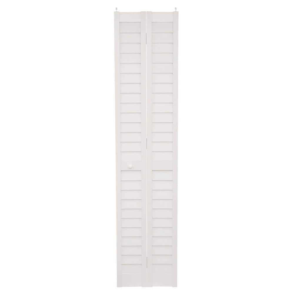 Home Fashion Technologies 32 in. x 80 in. 3 in. Louver/Louver White PVC ...