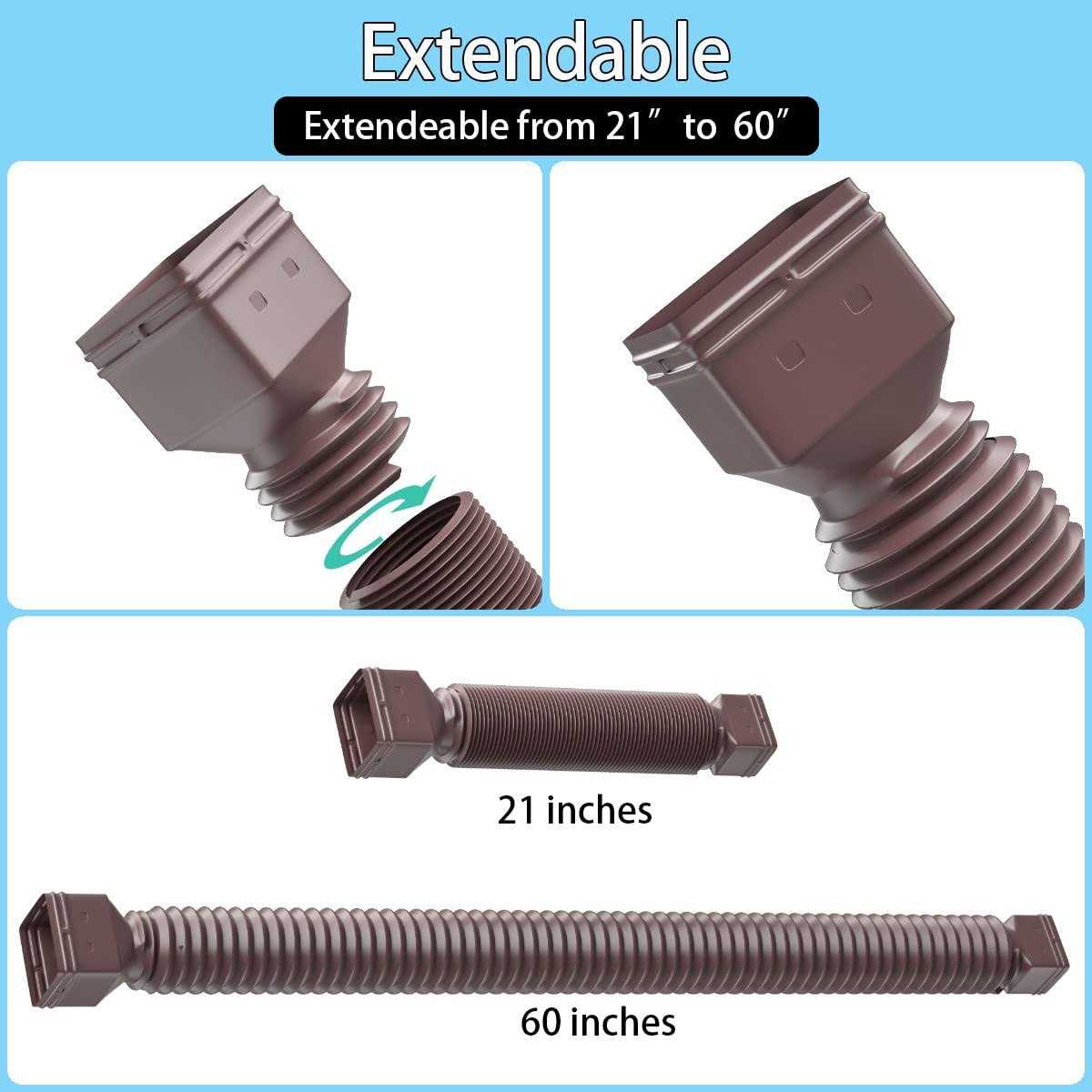 HAHOME 2 Pack Rain Gutter Downspout Extensions Flexible,Drain Downspout ...