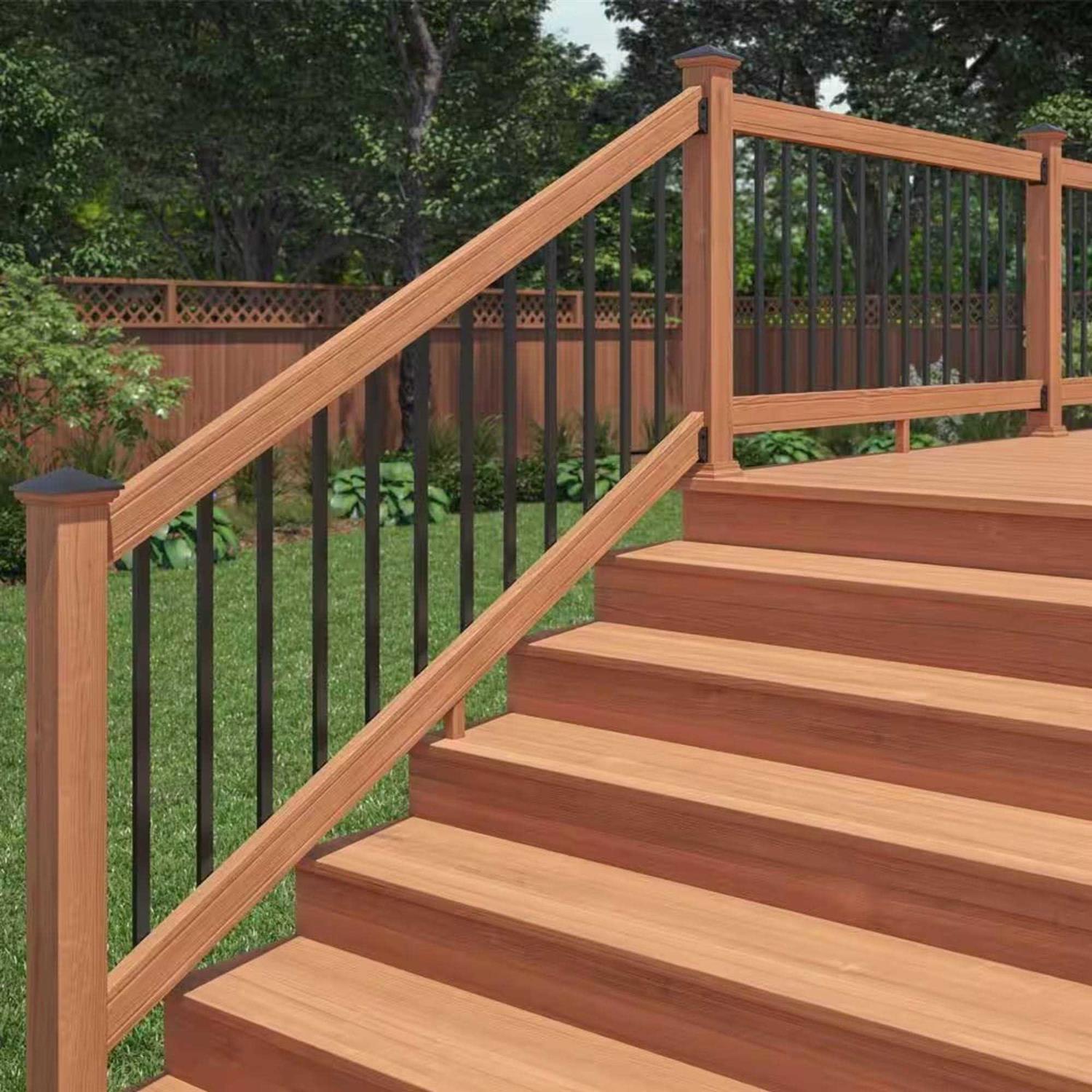 ProWood 6 ft Wood Railing Kit with Flat Aluminum Balusters - Hardware ...