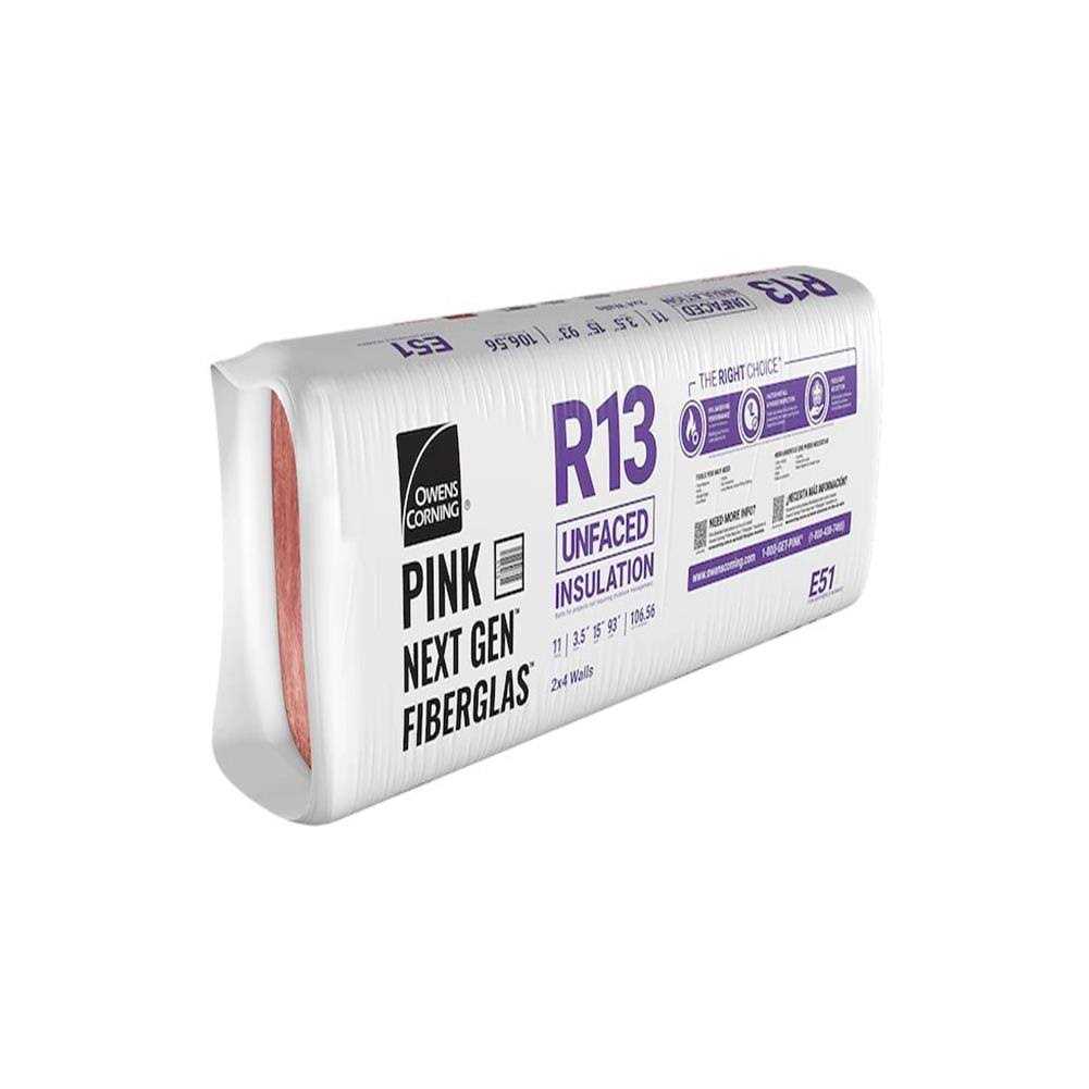 Owens Corning R-13 Unfaced Fiberglass Insulation Batt 23 in. x 93 ...