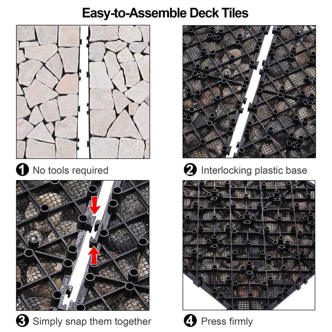 PURE ERA 1 ft. x 1 ft. Natural Real Stone Interlocking Indoor Outdoor ...