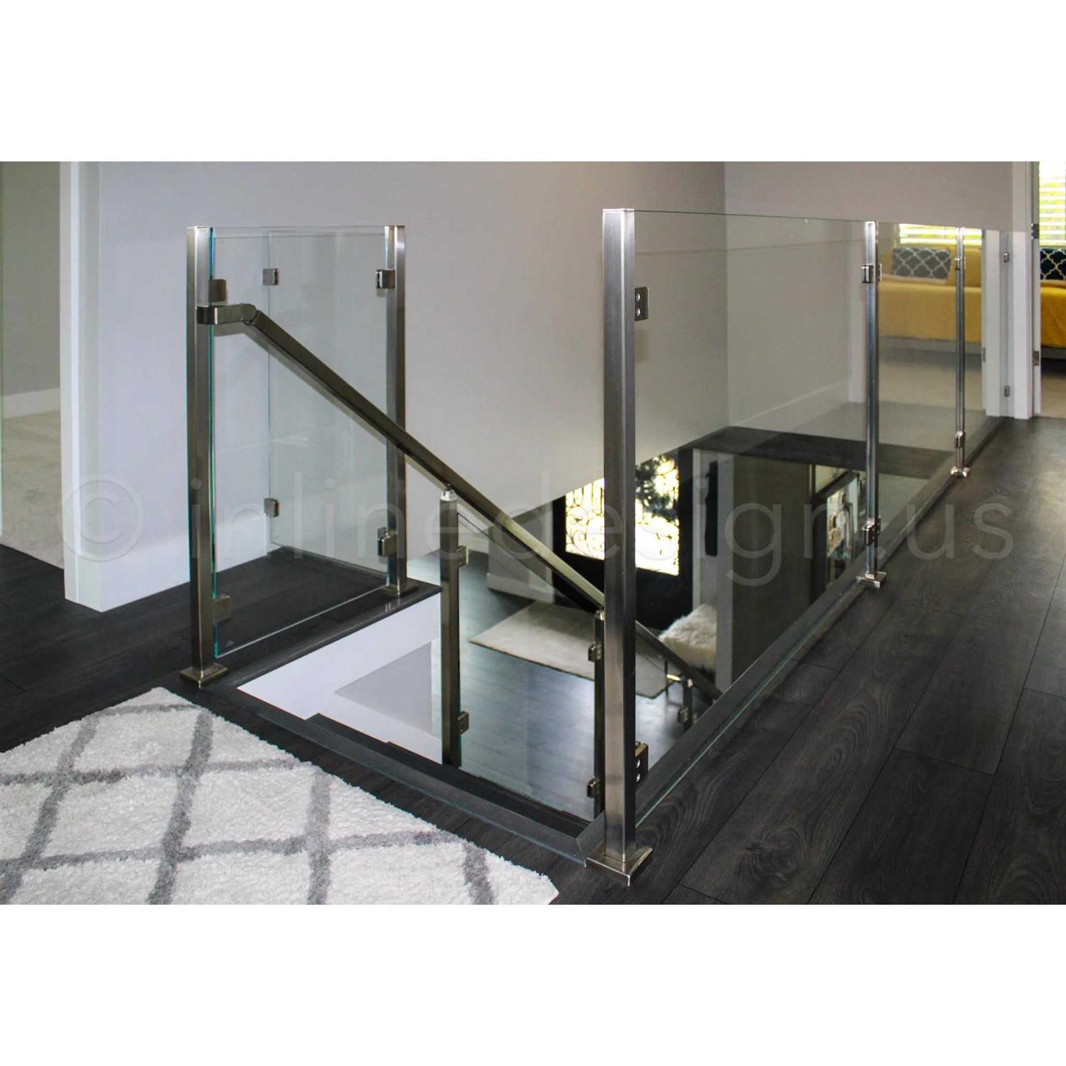 Heavy Duty Stainless Steel 316 Glass Railing Square Surface Post for 3/ ...