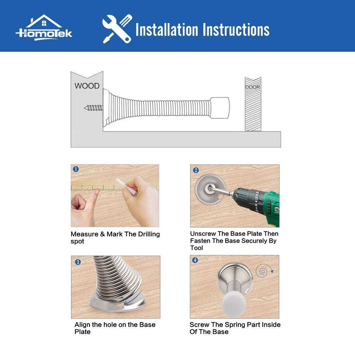 HOMOTEK 12 Pack Spring Door 3-1/8 Heavy Duty Door Stop - Hardware&Tools ...