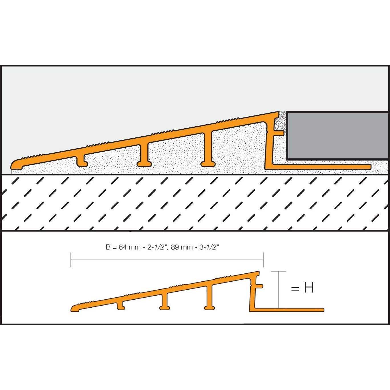 Schluter RENO-Ramp-K Satin Anodized Aluminum 1/2 in. x 8 ft. 2-1/2 in ...