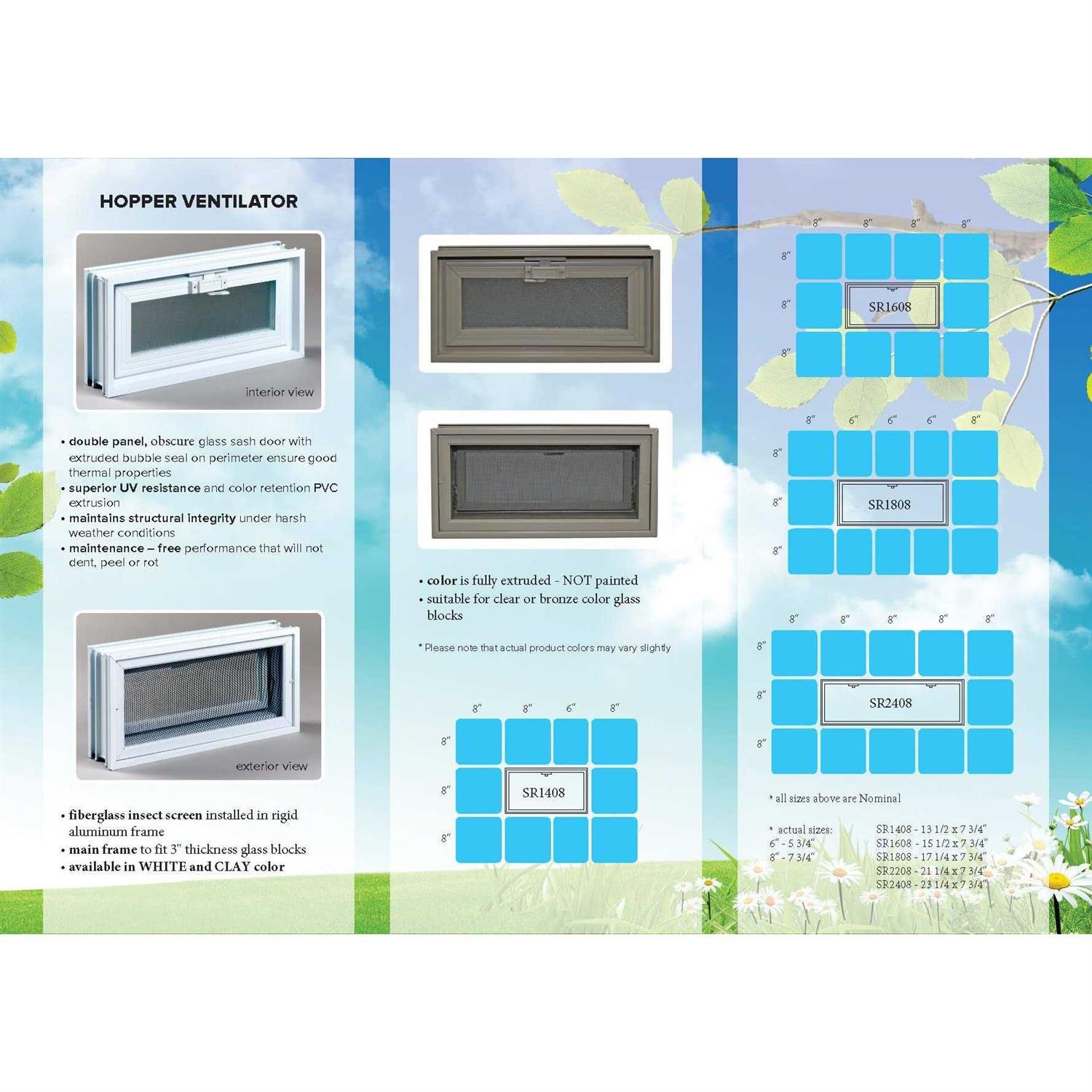 24x8 Hopper Window for Glass Blocks - Hardware&Tools Online Store