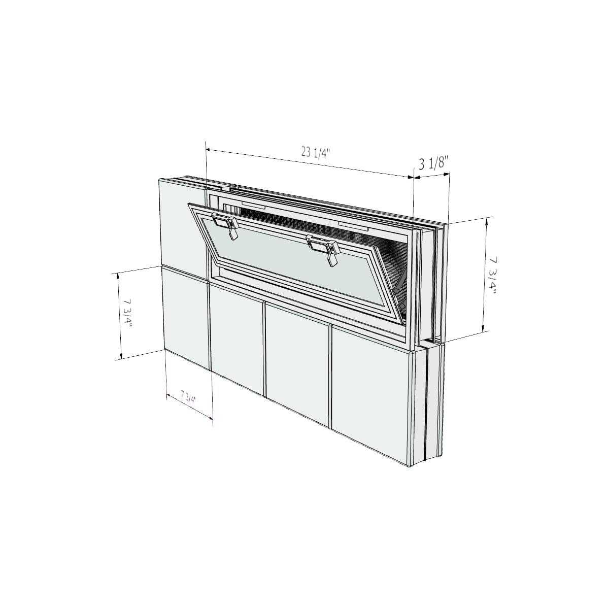 24x8 Hopper Window for Glass Blocks - Hardware&Tools Online Store