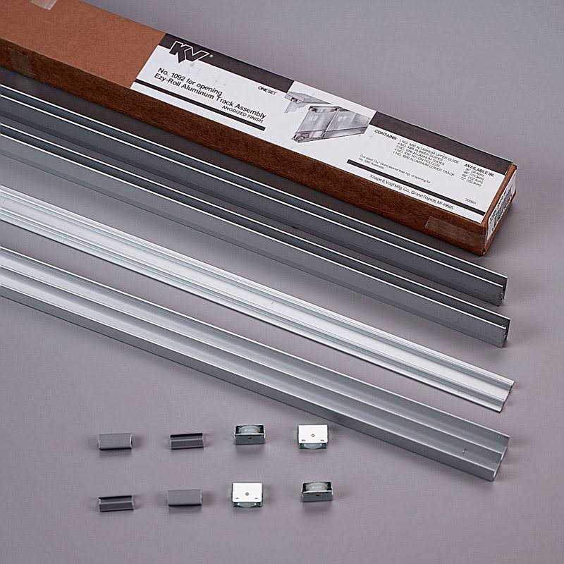 Roll-Ezy Aluminum Track System Kit Small to Medium Glass Door 48 Knape ...