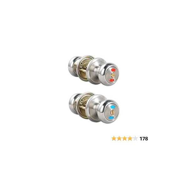 Mutex Bathroom Door Lock Knob, Color Indicator for Vacant or Occupied ...