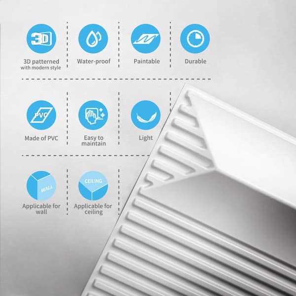 Art3dwallpanels White 19.7 in. x 19.7 in. PVC 3D Wall Panel Interior ...