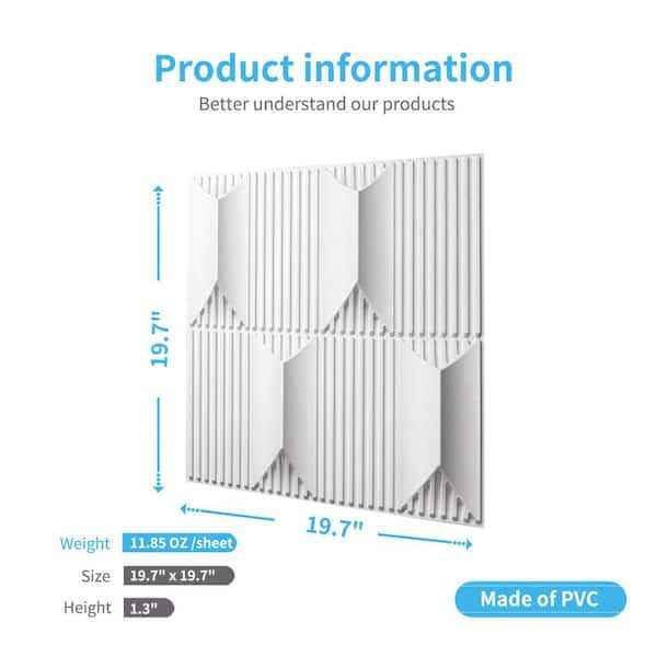 Art3dwallpanels White 19.7 in. x 19.7 in. PVC 3D Wall Panel Interior ...