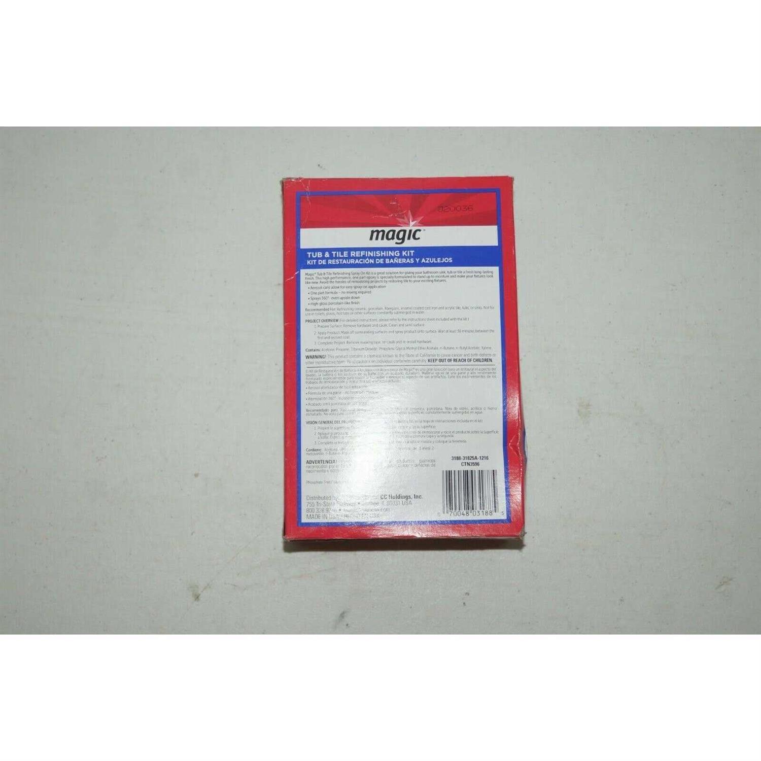 Magic Tub and Tile Refinishing Kit Spray on Aerosol Refinish Sinks Tile ...