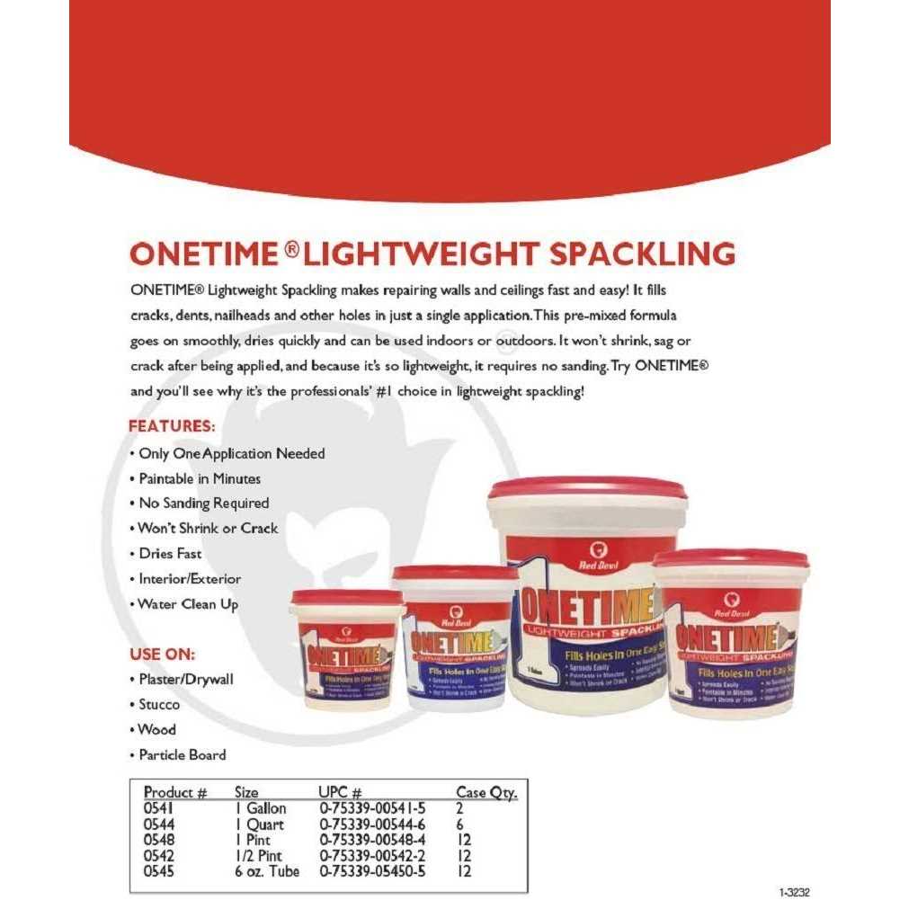 Red Devil ONETIME Lightweight Spackling - Hardware&Tools Online Store