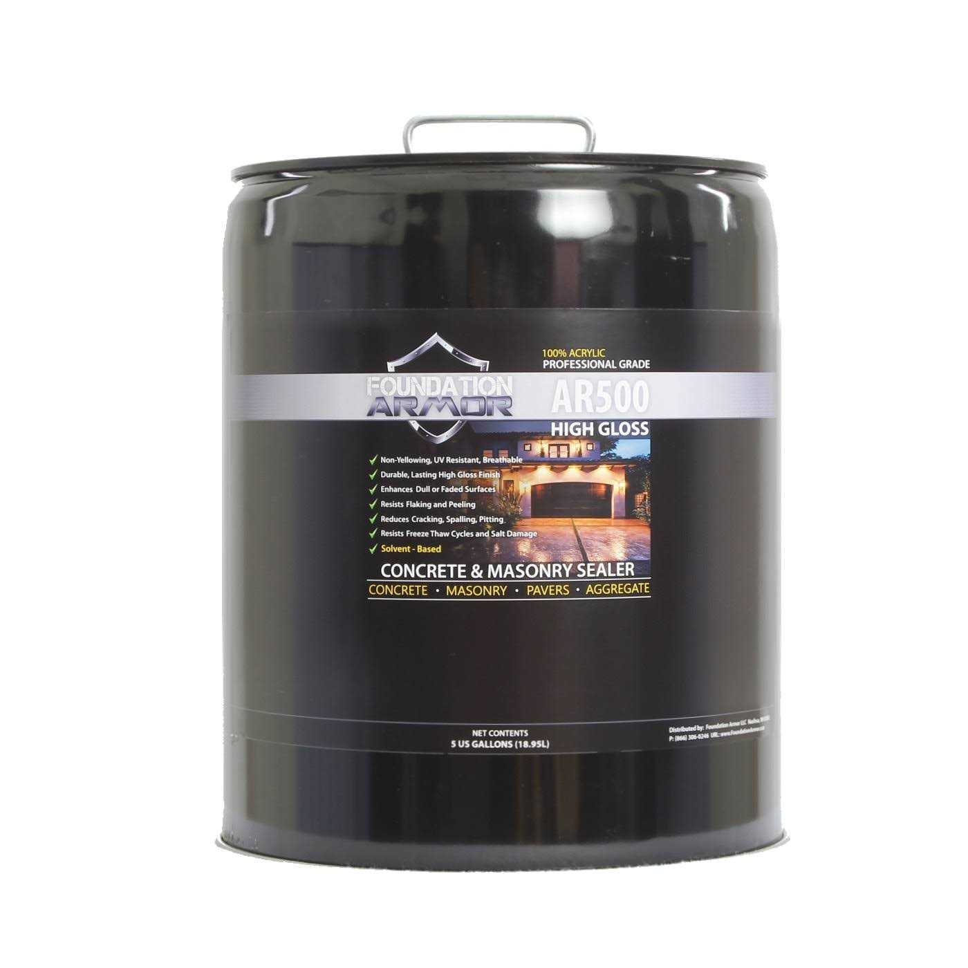 Foundation Armor Armor AR500 Solvent Based Wet Look High Gloss Acrylic Concrete Sealer and Paver ...