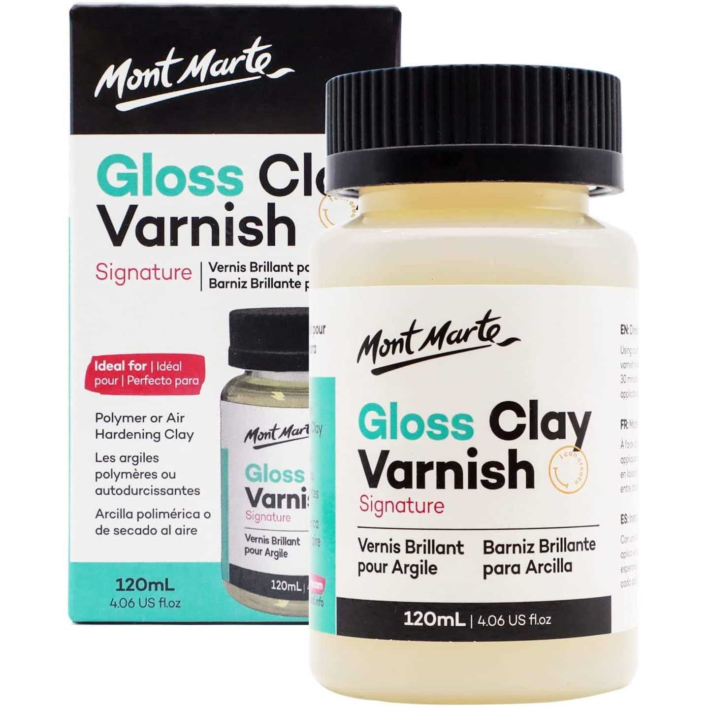 Mont Marte Clay Varnish Gloss Signature 4.05oz Clay Sculpture Sealant ...