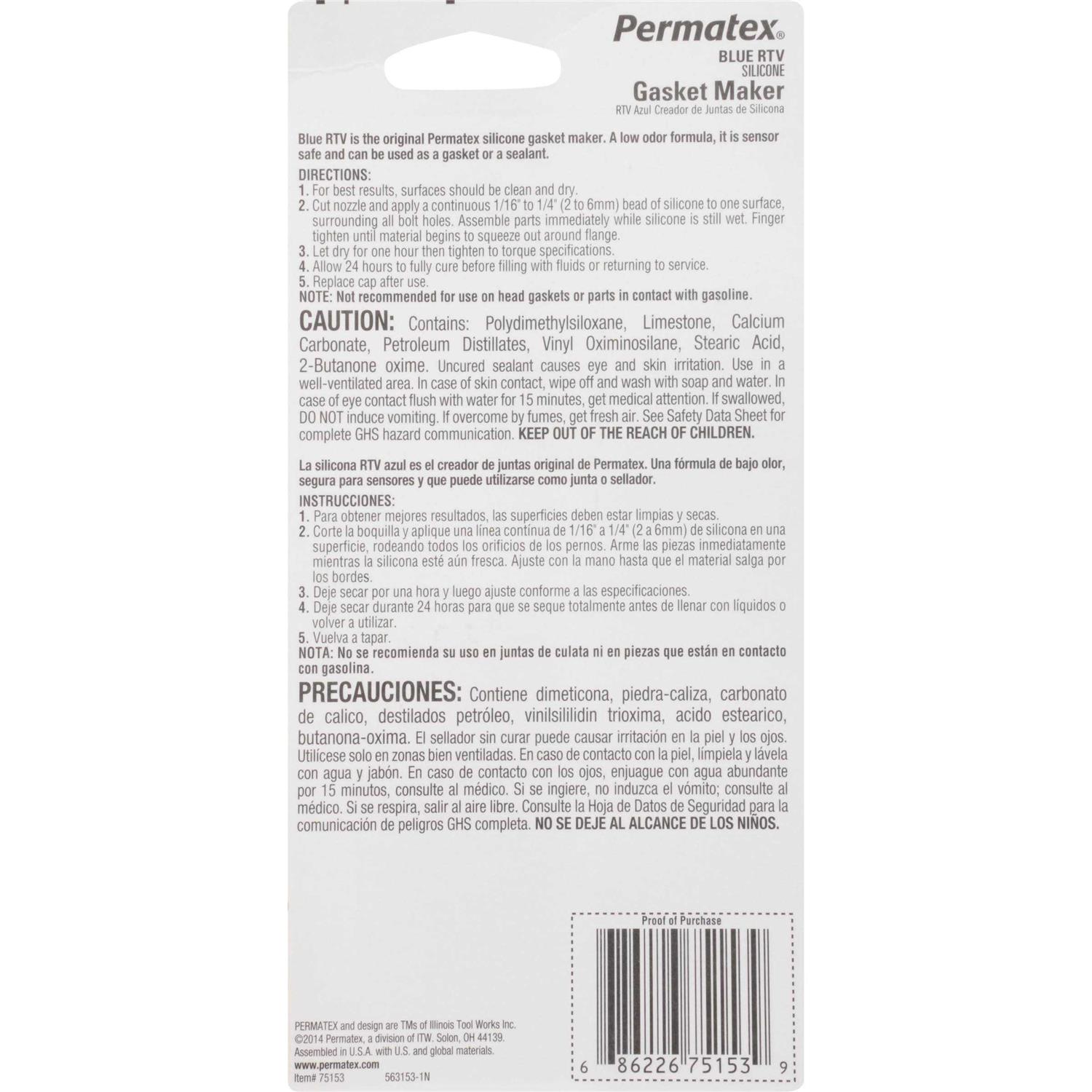 Permatex Blue RTV Silicone Gasket Maker 80022 - Hardware&Tools Online Store