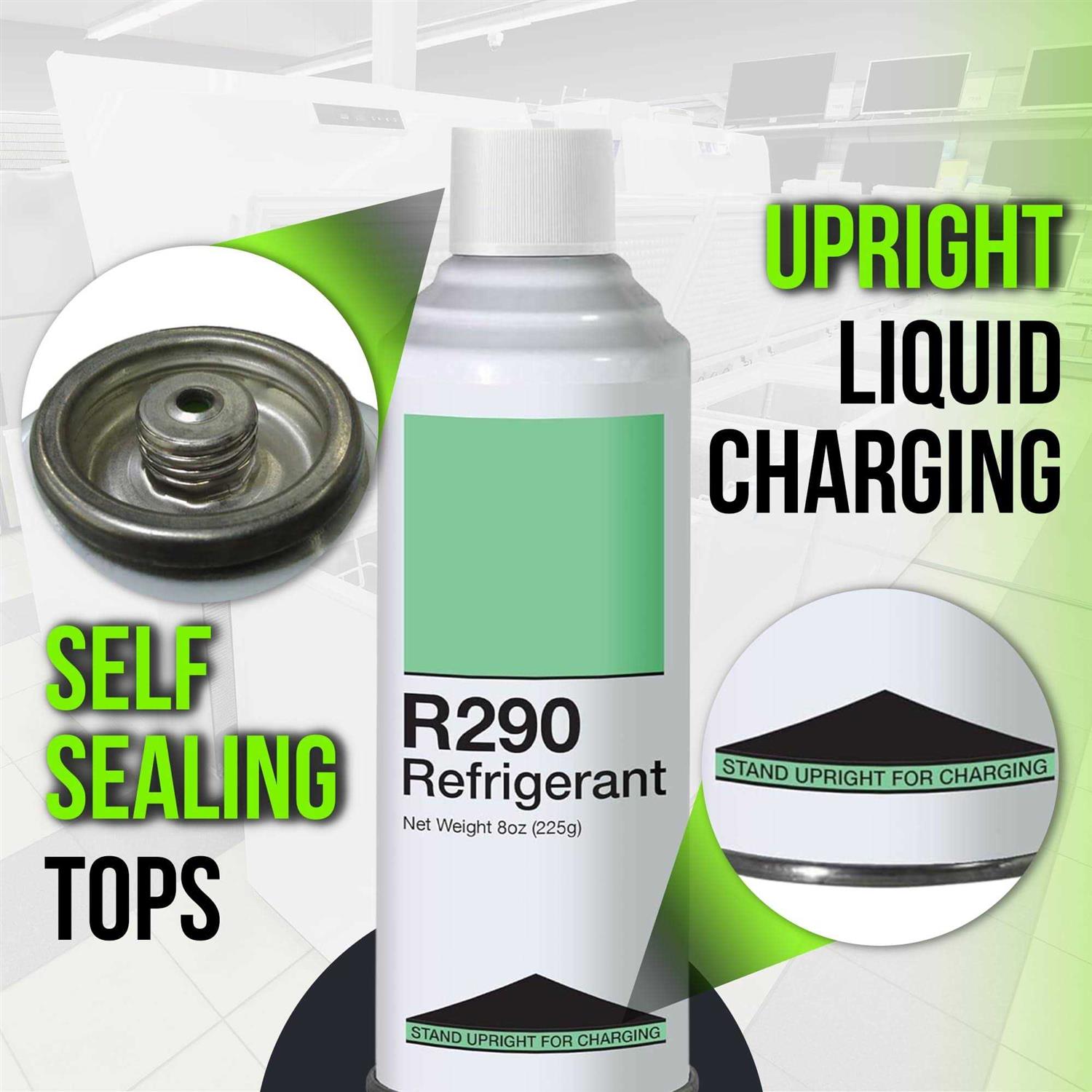 Leak Saver R290 Refrigerant 8oz Upright Charging Self Sealing Can ...
