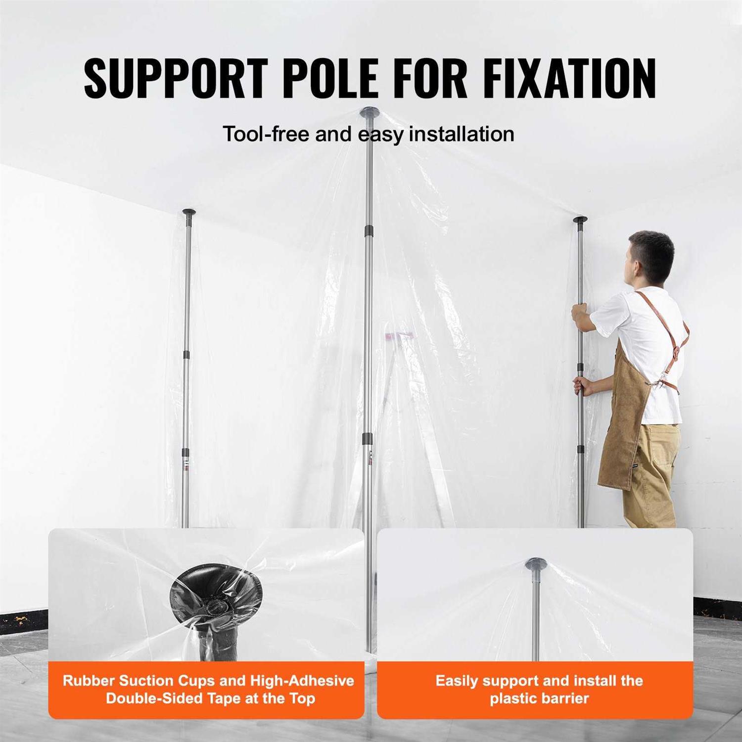 VEVOR Dust Barrier Poles Spring Barrier Loaded Poles Dust Barrier ...