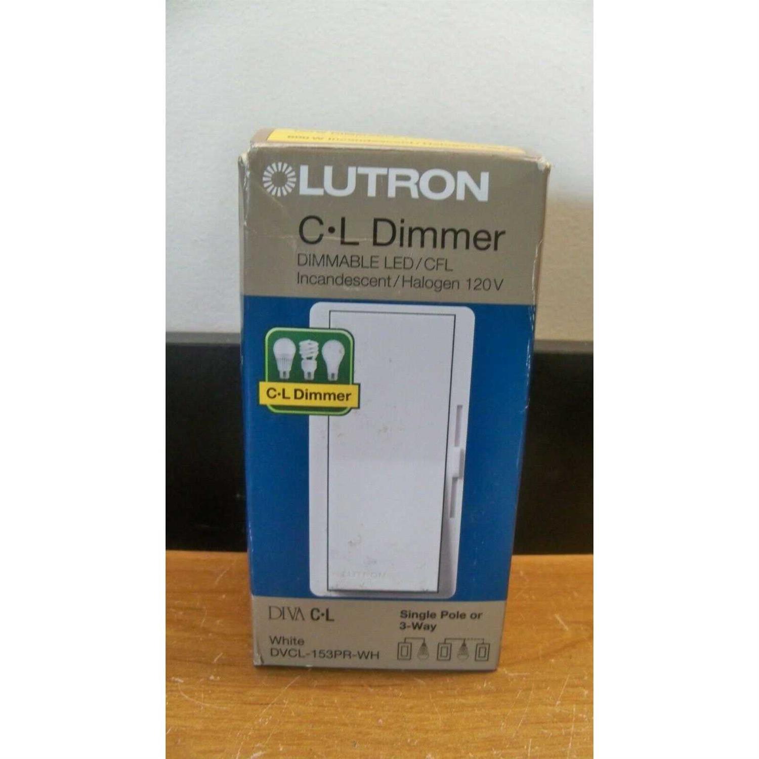 Lutron Diva DVCL-153PR-WH Single Pole or 3-Way CFL / LED Dimmer Switch ...
