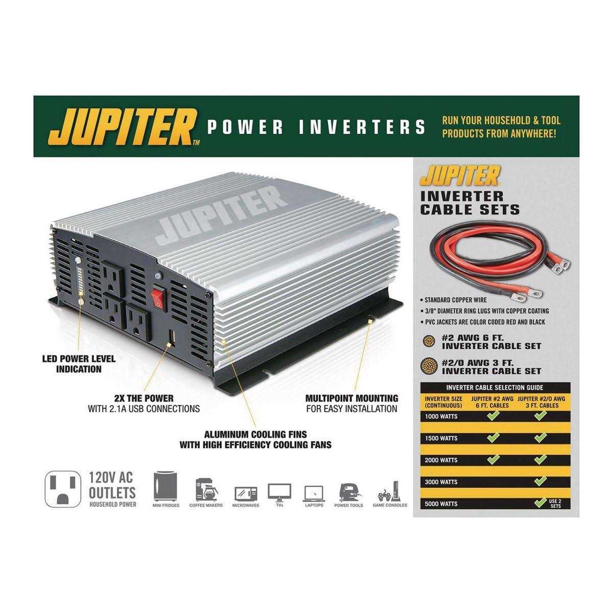 Jupiter 63428 5000w 10,000 Watt Peak Modified Sine Wave Power Inverter ...