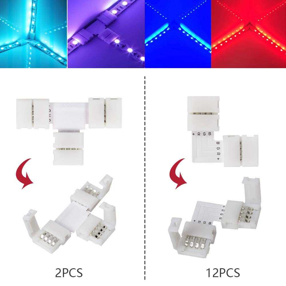 FUMENTON LED Strip Connector Kit for 5050 10mm 4Pin,Includes 8 Types of ...