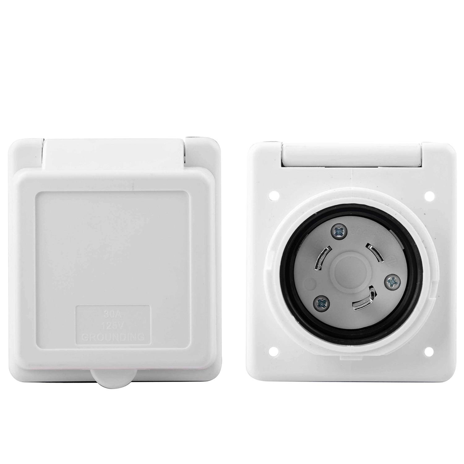 RVGUARD 125V 30 Amp RV Power Inlet, White, Twist Locking, Power Plug ...