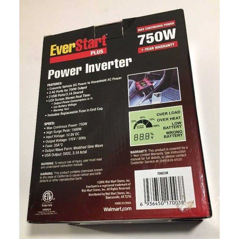Everstart 750 Watts Portable Slim Inverter with Digital Display ...