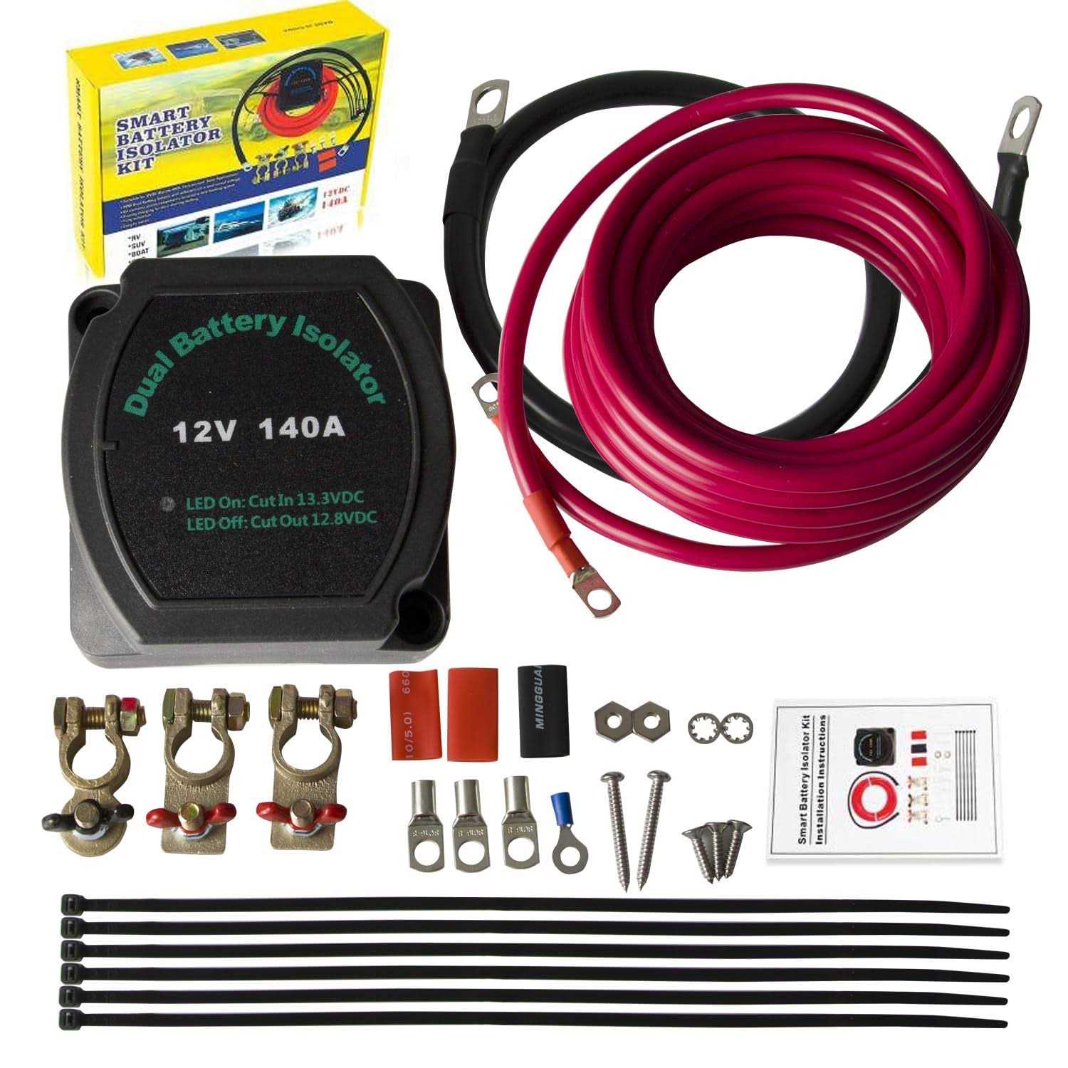 RANSOTO Dual Battery Isolator Kit 12 Volt 140 Amp Voltage Sensitive ...