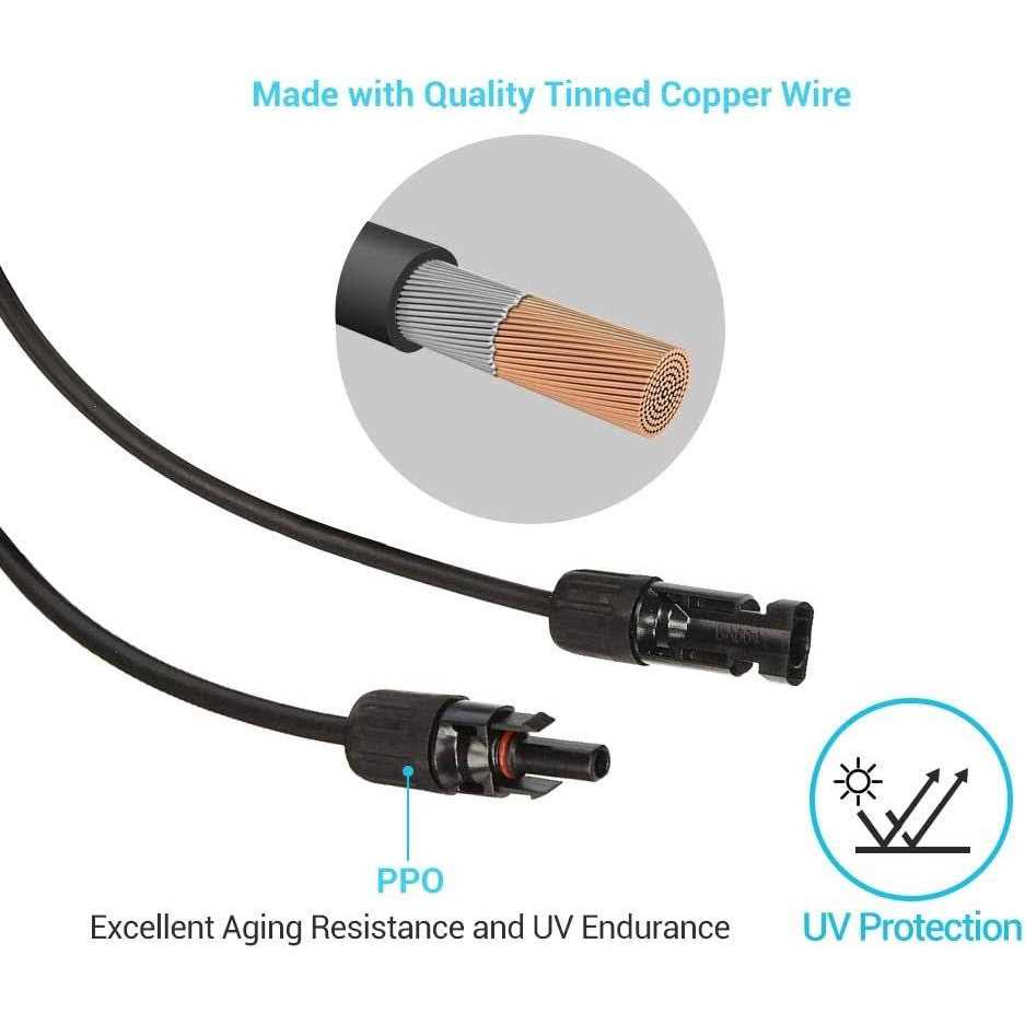 Renogy 10awg Solar Extension Cable with Female and Male Connector ...