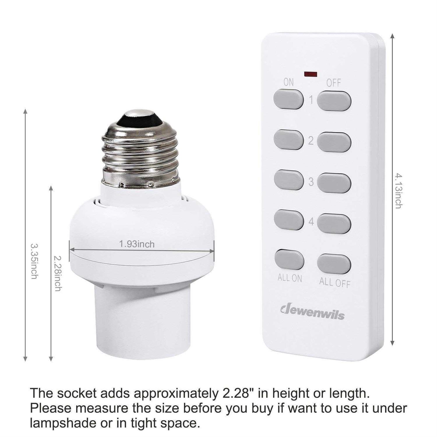 Dewenwils Remote Control Light Socket E26/e27 Bulb Base Wireless Light ...